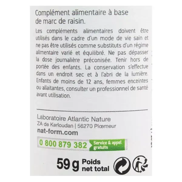 Nat & Form Original Marc de Raisin 200 gélules | Pas cher