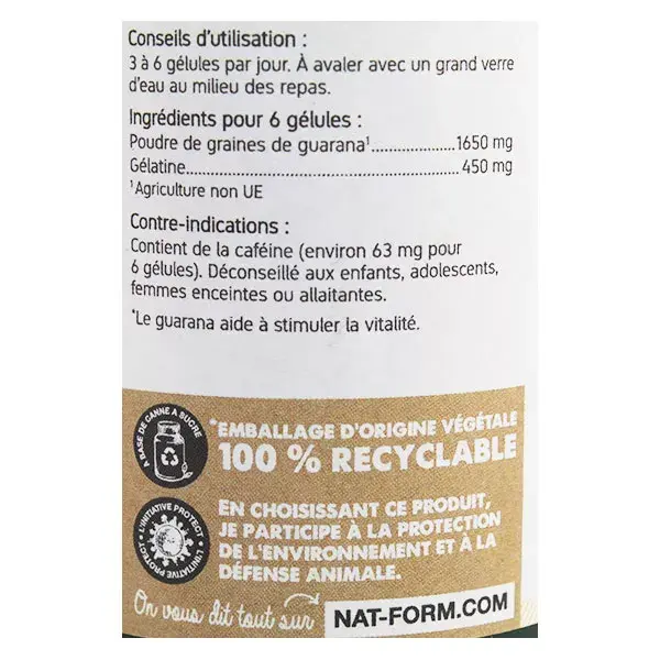 Nat & Form Original Guarana 200 gélules | Pas cher