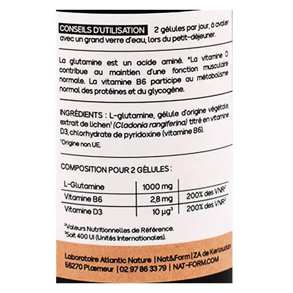Nat & Form L-Glutamine + Vitamines B6 & D fonction musculaire ...