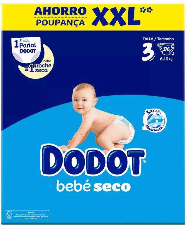 Dodot Bebé Seco Fraldas Box XXL T3 (6-10 kg) 176 uds - Atida