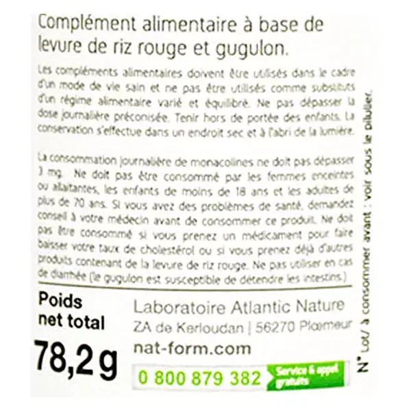 Nat & Form Original Levure de Riz Rouge & Gugulon 200 gélules végétales ... Nat & Form Original Levure de Riz Rouge & Gugulon 200 gélules végétales ...