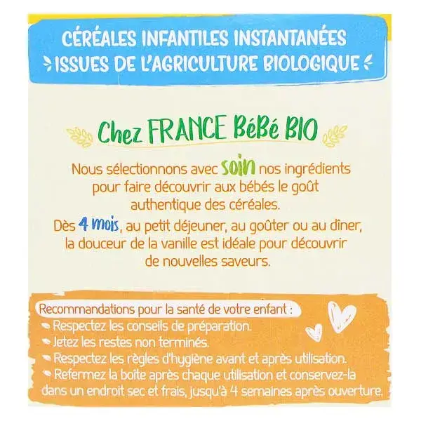 France Bébé Nutrition Céréales en Poudre Riz & Vanille +4m Bio 200g ...