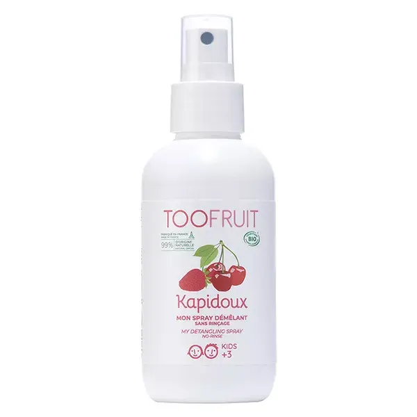 Toofruit Enfant Cheveux Kapidoux Spray Démêlant Fraise Cerise Bio 125ml ...