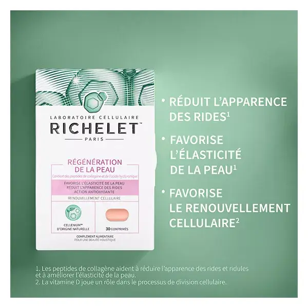 RICHELET Régénération de la Peau Complément Alimentaire, 60 Comprimés