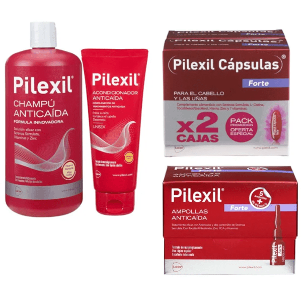 Pilexil Shampoo + Conditioner + Forte Ampollas + Forte Capsules