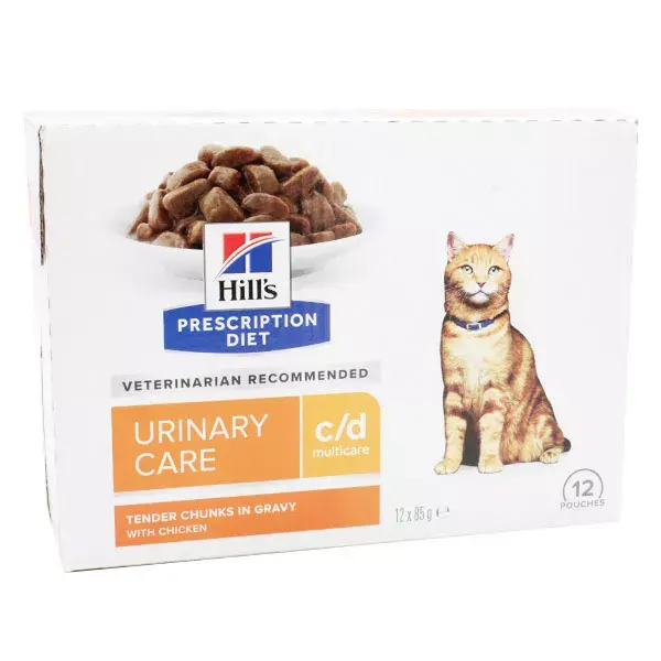 Hill's Prescription Diet Feline C/D Urinary Care Aliment Humide Poulet 12 x 85g | Pas cher