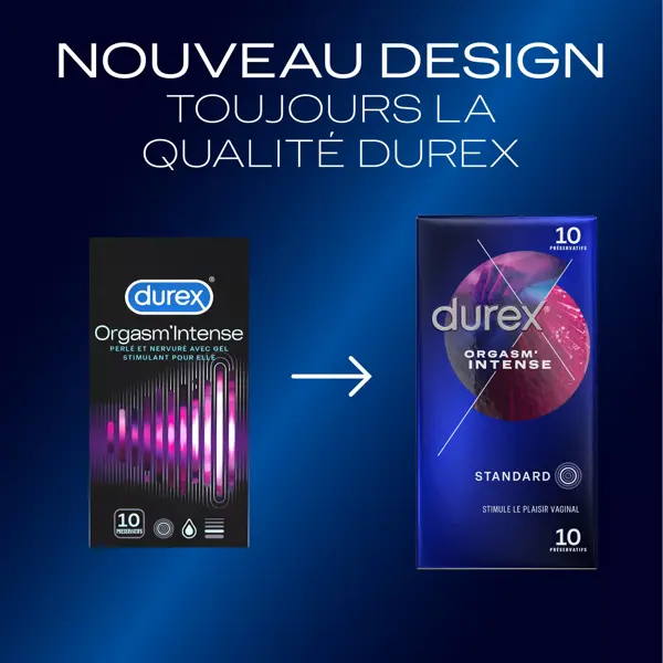 Durex Préservatifs Orgasm' Intense - 10 Préservatifs Stimulants et ...
