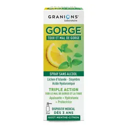 GRANIONS - Spray Gorge - Spray Toux et Mal de Gorge - Menthe-Citron ...