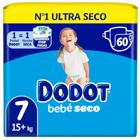 Dodot Baby Dry Diapers Jumbo Pack T7 (+15 kg) 60 units | Atida