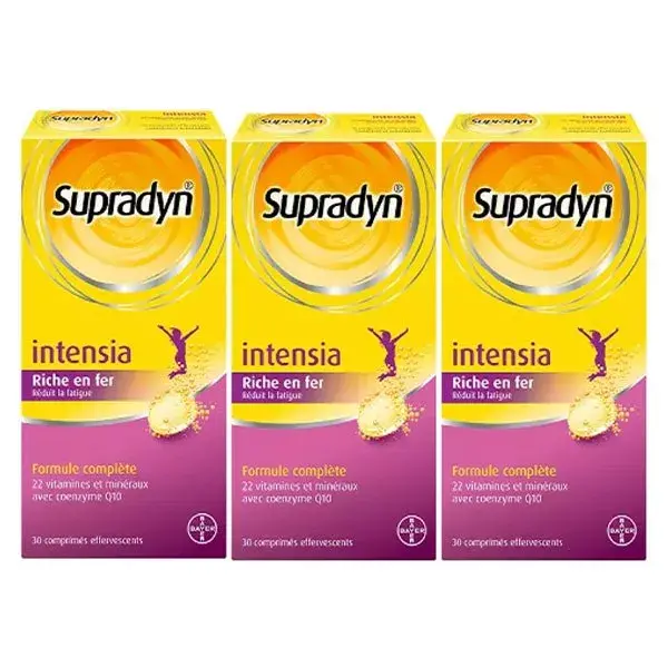 Supradyn Intensia Vitamines Minéraux et Fer 3x30 Comprimés Effervescents | Pas cher