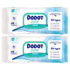 Buy Dodot Aqua Plastic Free Wipes 2 x 48 units | Atida