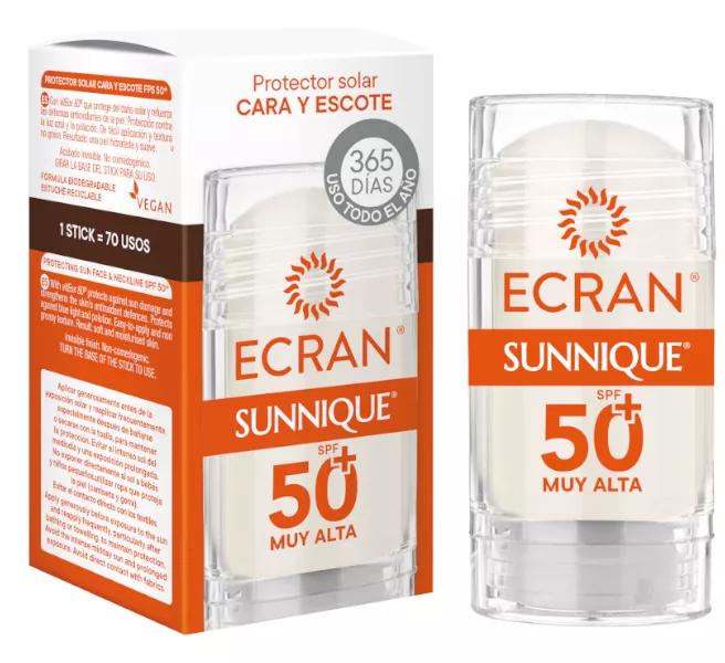 Ecran Sunnique Stick Protector Solar Cara y Escote SPF50+ 30 ml | Atida