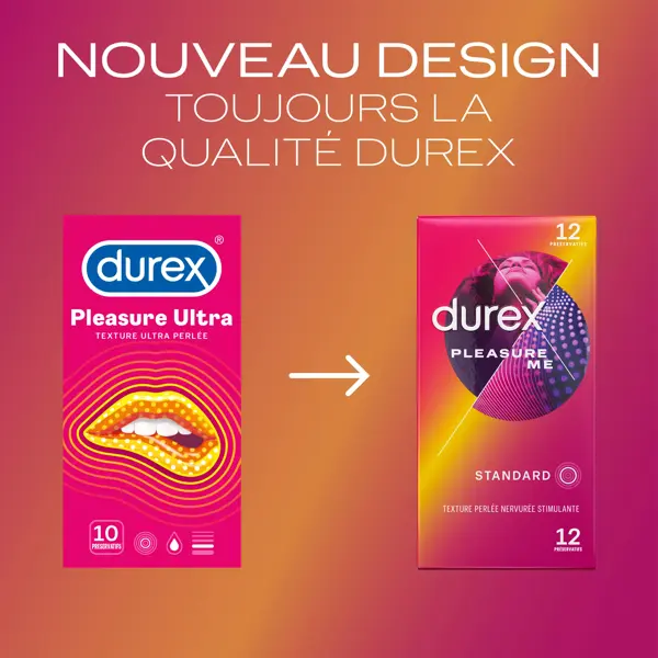 Durex Préservatifs Pleasure Me - 12 Préservatifs Perlés et Nervurés | Pas cher
