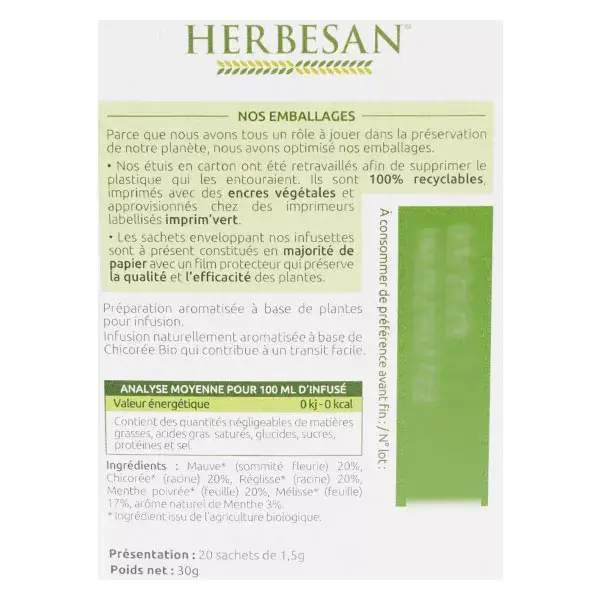 Acheter Herbesan Tisane Bio Transit Facile N°2 - 20 sachets