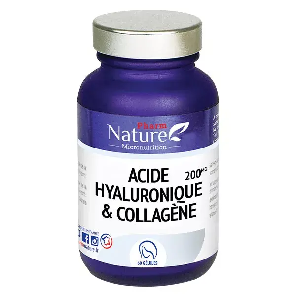 Pharm Nature Micronutrition Acide Hyaluronique et Collagène 60 gélules ...