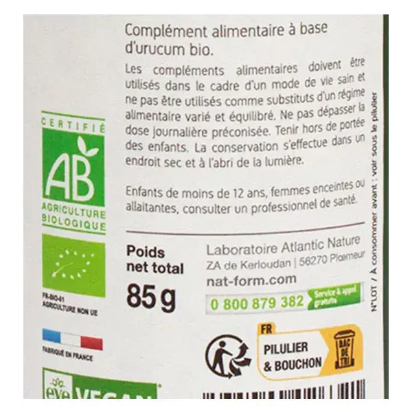 Nat & Form Bio Urucum 200 gélules végétales | Pas cher