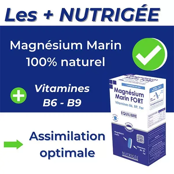 Nutrigée Magnésium marin fort 60 comprimés bicouches | Prix bas
