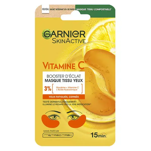 Garnier Masque tissu Yeux Vitamine C Eclat Garnier Masque tissu Yeux Vitamine C Eclat
