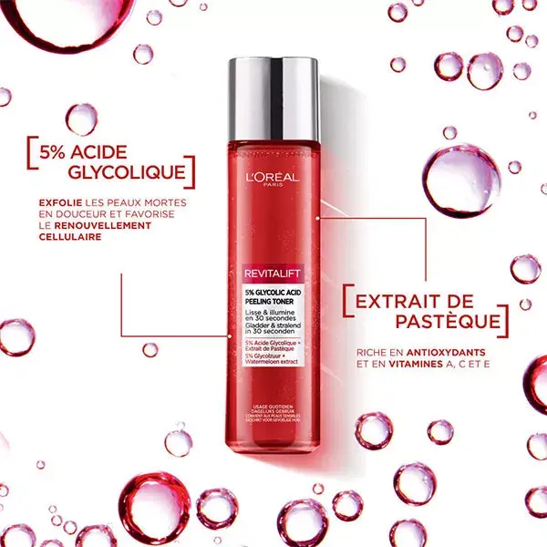 L'Oréal Paris Revitalift Peeling Toner à l'Acide Glycolique 5% 180ml ...