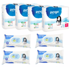 Buy Pingo Pack Diapers Size 4 (7-18 kg) 4x40 units + Wipes 4x80 units ...