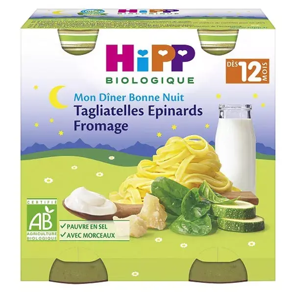 Hipp My Dinner Tagliatelle Spinach & Cheese 12m+ 2x250g | Sanareva