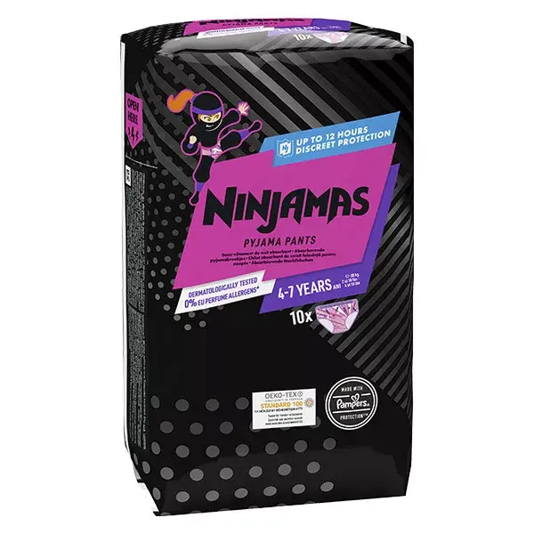 Ninjamas Pyjama Pants Fille 10 Sous Vêtement Absorbant De Nuit 4 7 Ans