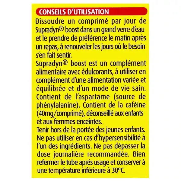 Supradyn Boost Vitamines et Minéraux 20 comprimés effervescents | Prix bas