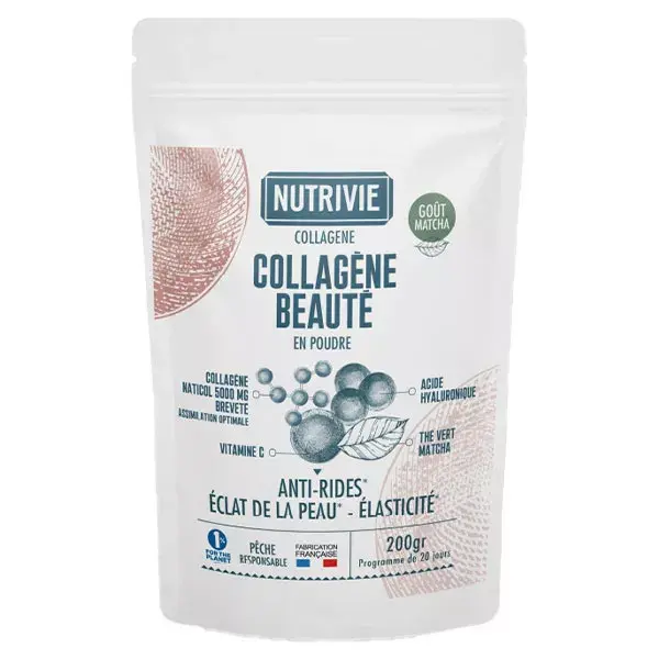 Nutrivie Collagène Beauté de la Peau Goût Matcha Doypack 200g