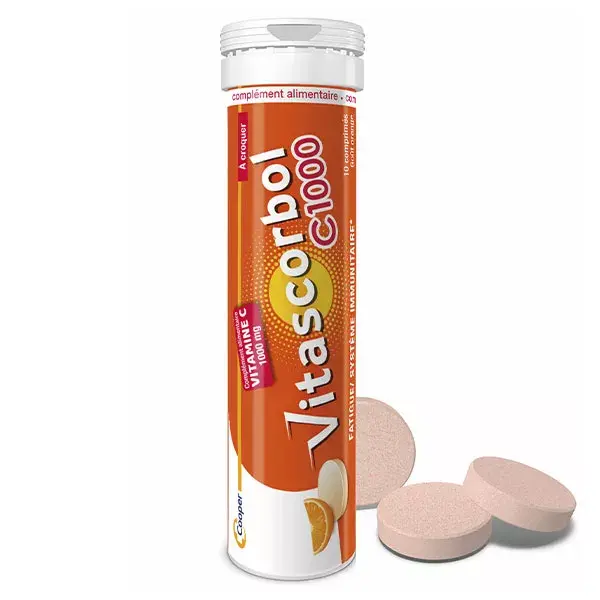 Vitascorbol C1000 Fatigue et Système Immunitaire Goût Orange 20 ...