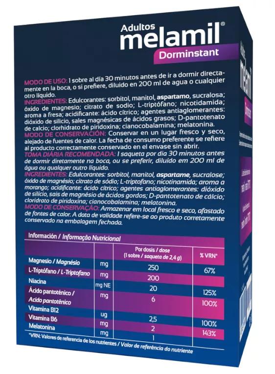 Melamil Dorminstant Melatonina, Triptófano, Magnesio y Vitaminas B 24 ...