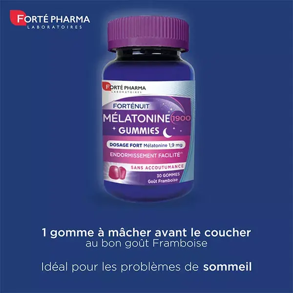 Forté Pharma FortéNuit Mélatonine 1900 Gummies Sommeil Rapide 30