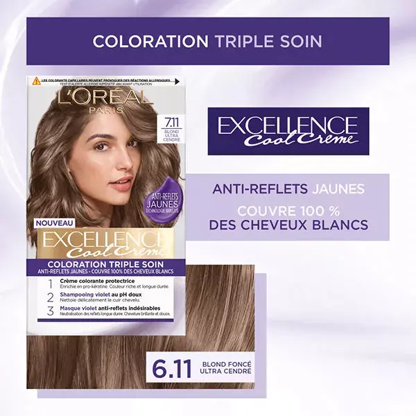 Excellence Cool Crème 7.11 Blond Ultra Cendré | Pas cher