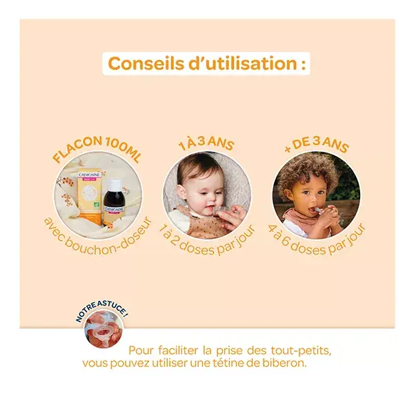 Calmosine Bébé Tux Apaise la gorge du bébé Sirop 100 mL