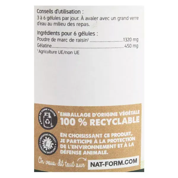 Nat & Form Original Marc de Raisin 200 gélules | Pas cher