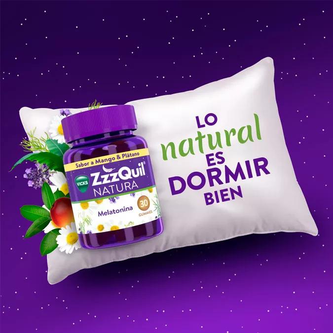 ZzzQuil NATURA Melatonia Sabor Mango y Plátano 60 Gummies - Atida